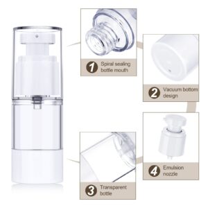 12 Pcs 15 ml Airless Pump Bottles 0.5 oz Travel Pump Bottle Dispenser Refillable Cosmetic Cream Jar Vacuum Makeup Pump Containers Plastic Pump Press Bottles for Lotion Perfume