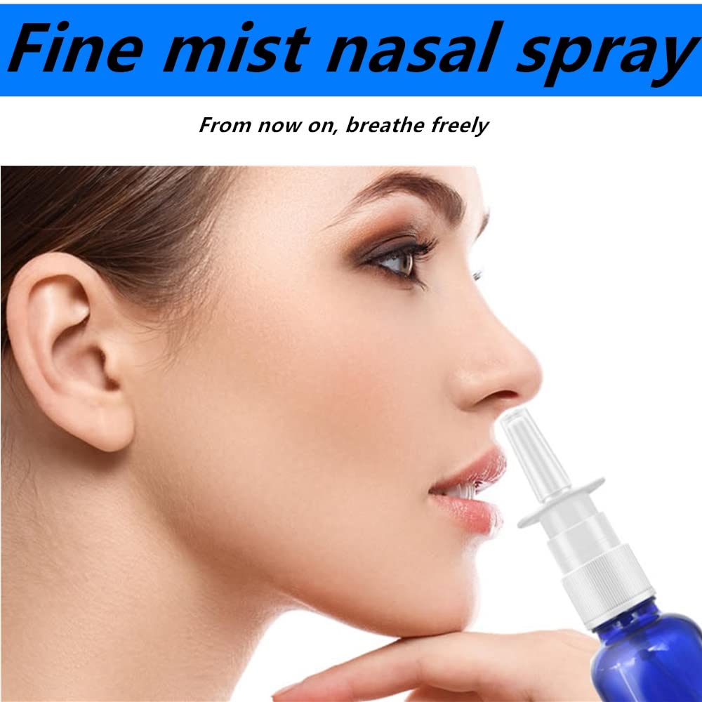 MDJINRUIXI Nasal Spray Bottle, 10 Pcs 30ML/1oz Plastic Blue Refillable Fine Mist Sprayers Atomizers, Small Empty Nasal Sprayer with Funnels and Labels