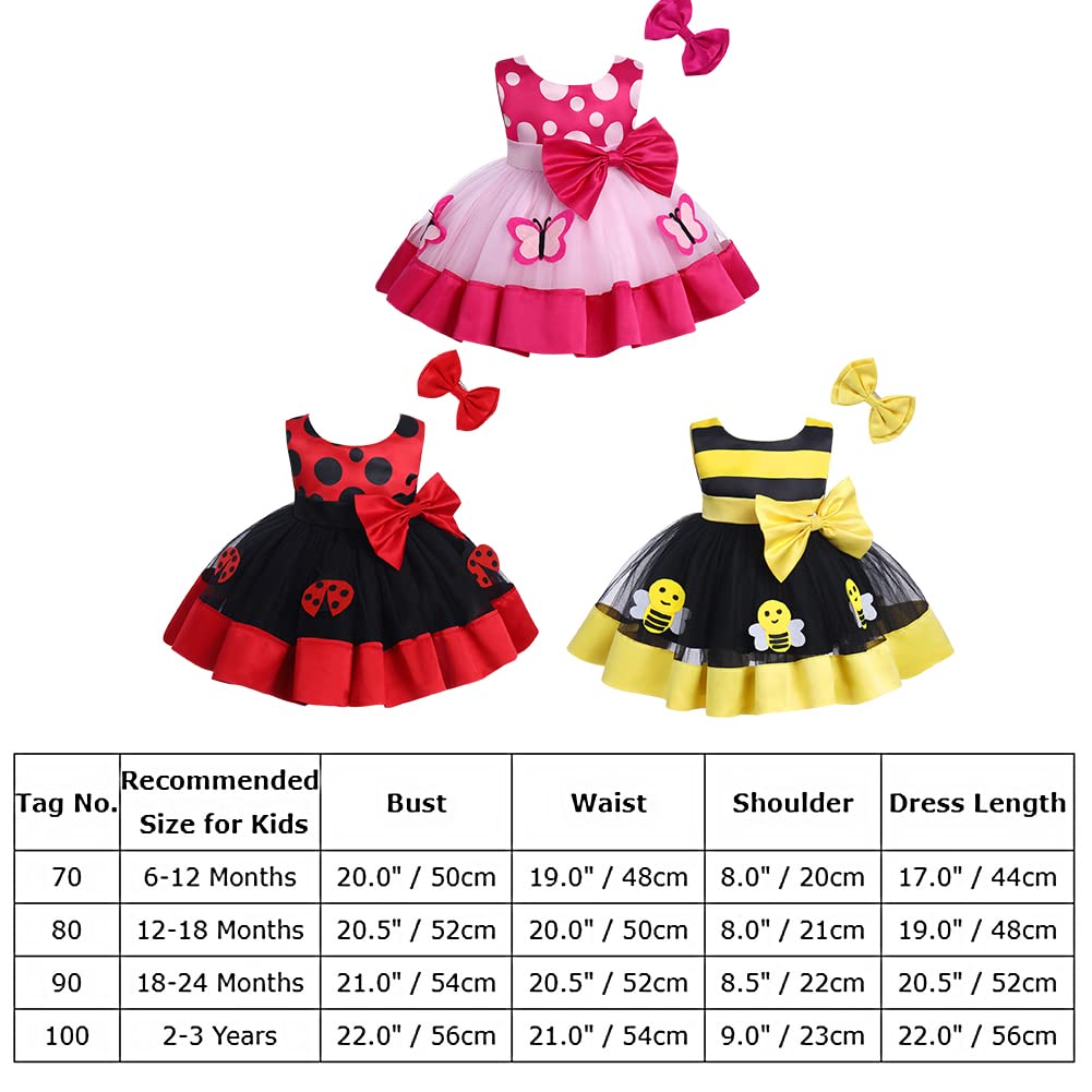 Newborn Toddler Baby Girl Princess Dress Cake Smash Birthday Tutu Dress+Headband Outfits Halloween Christmas Baptism Party Clothes Set for Cake Smash Photo Shoot Yellow-Bee 12-18 Months