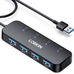 usb splitter for laptop lobkin 4-port usb hub 3.0 with separate on off swich slim multiple port expander for keyboard and mouse flash drive mobile hdd pc mac