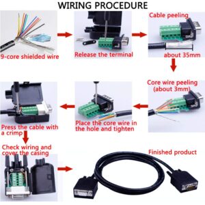 ANMBEST 10PCS DB9 Breakout Connector, 5PCS Male + 5PCS Female DB9 Solderless RS232 D-SUB Serial to 9-pin Port Terminal Adapter Connector Breakout Board with Case Long Bolts Tail Pipe