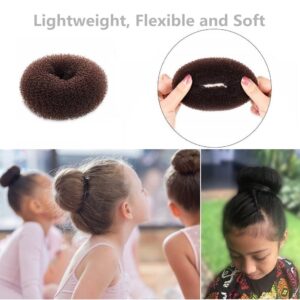 SQULIGT 5 PCS Donut Hair Bun Maker, Dark Brown Ring Style Bun Makers Set (2 Large and 3 Small)