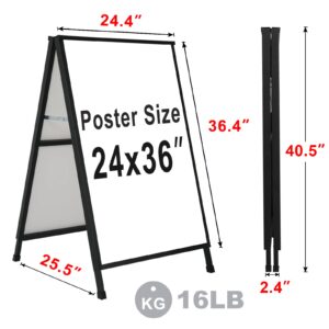 ZEGNEER Sidewalk Sign Board Curb Sign 24x36 inch Slide in Double Sided Display Foldable and Portable Comes with Carry