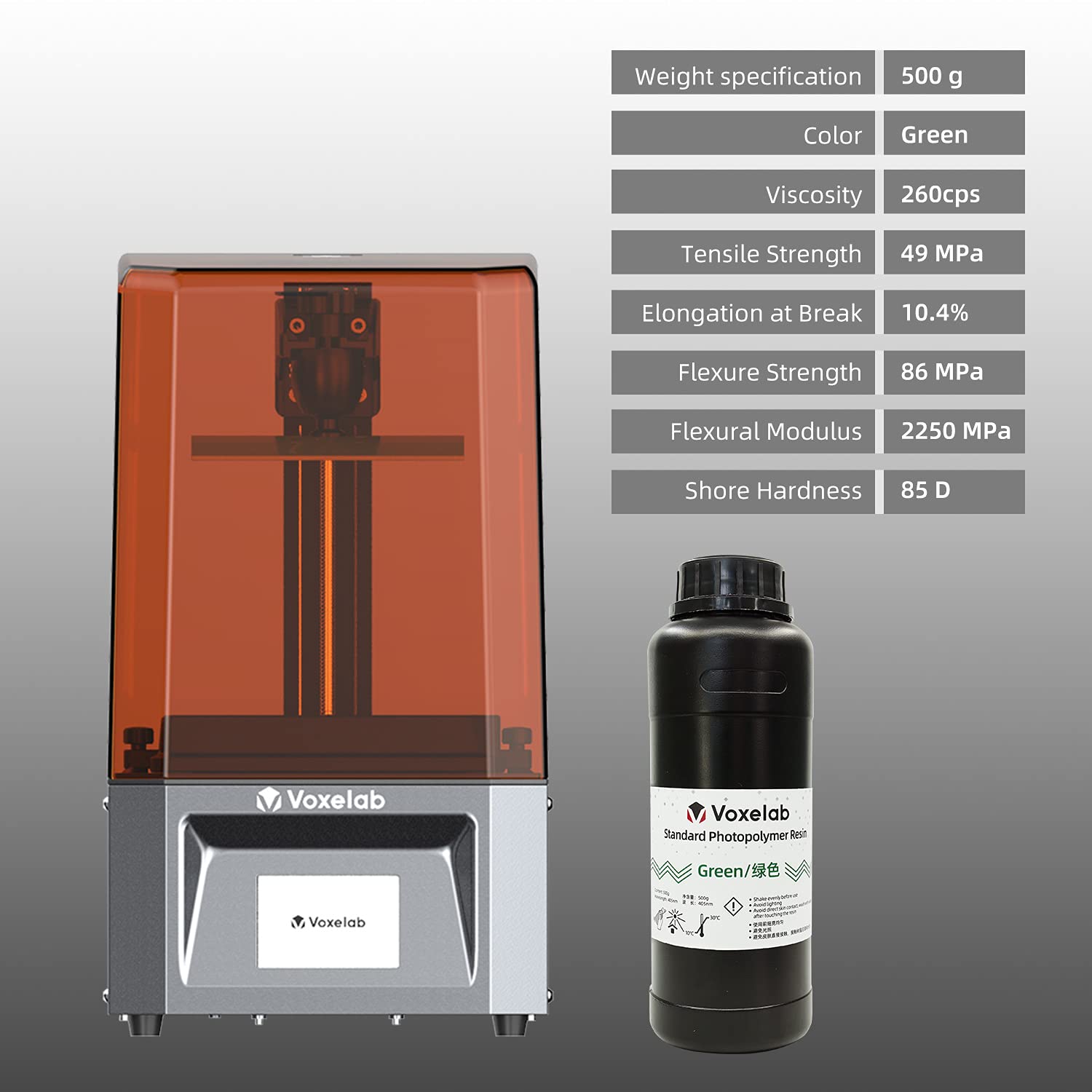 Voxelab 3D Printer Resin, LCD UV-Curing Resin, Tough & Rigid 3D Resin with 405nm Standard Photopolymer for LCD 3D Printing(1KG,Green)