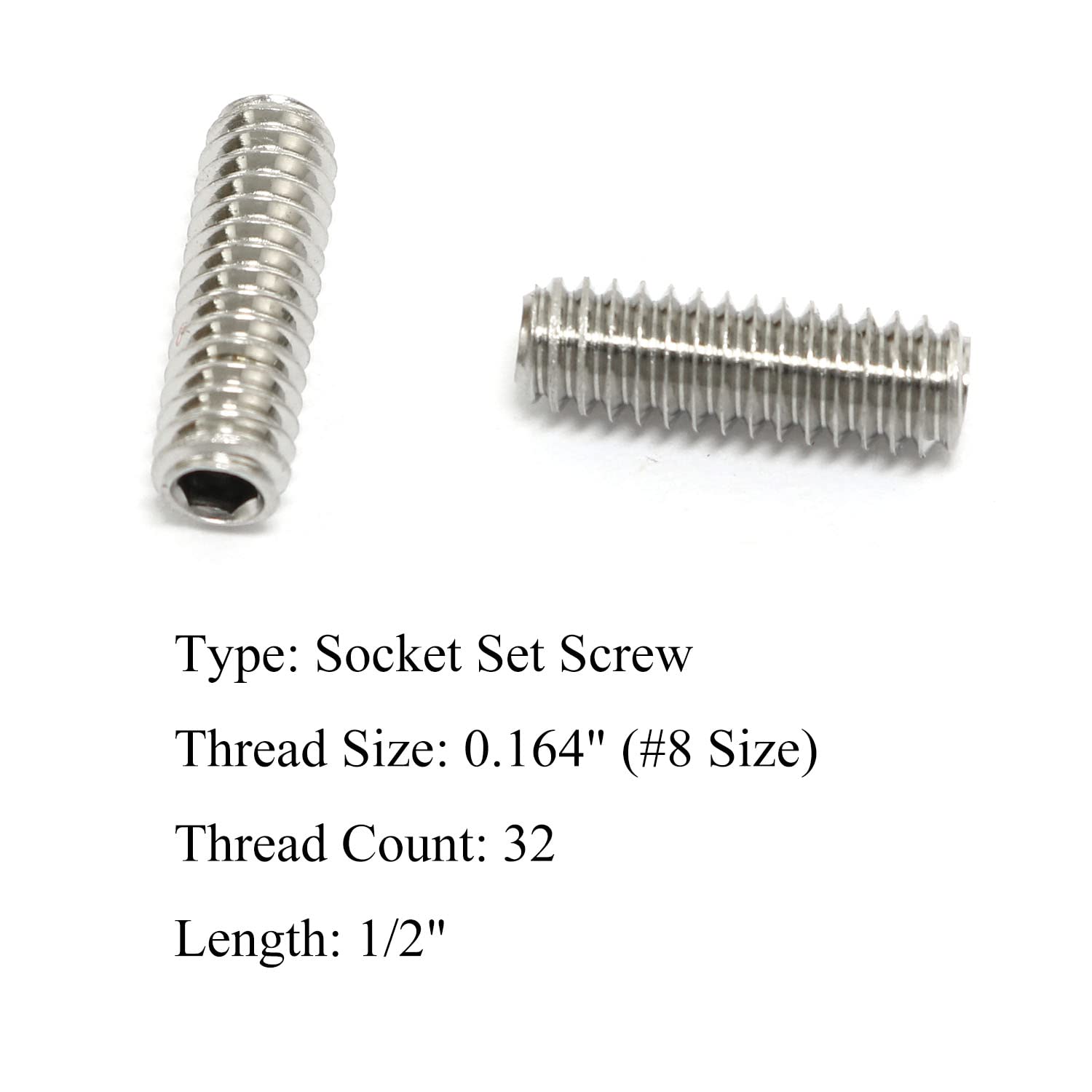 Pro Bamboo Kitchen 30pcs Socket Set Screws Stainless Steel American Standard Machine Headless Screw 8-32 x 1/2"