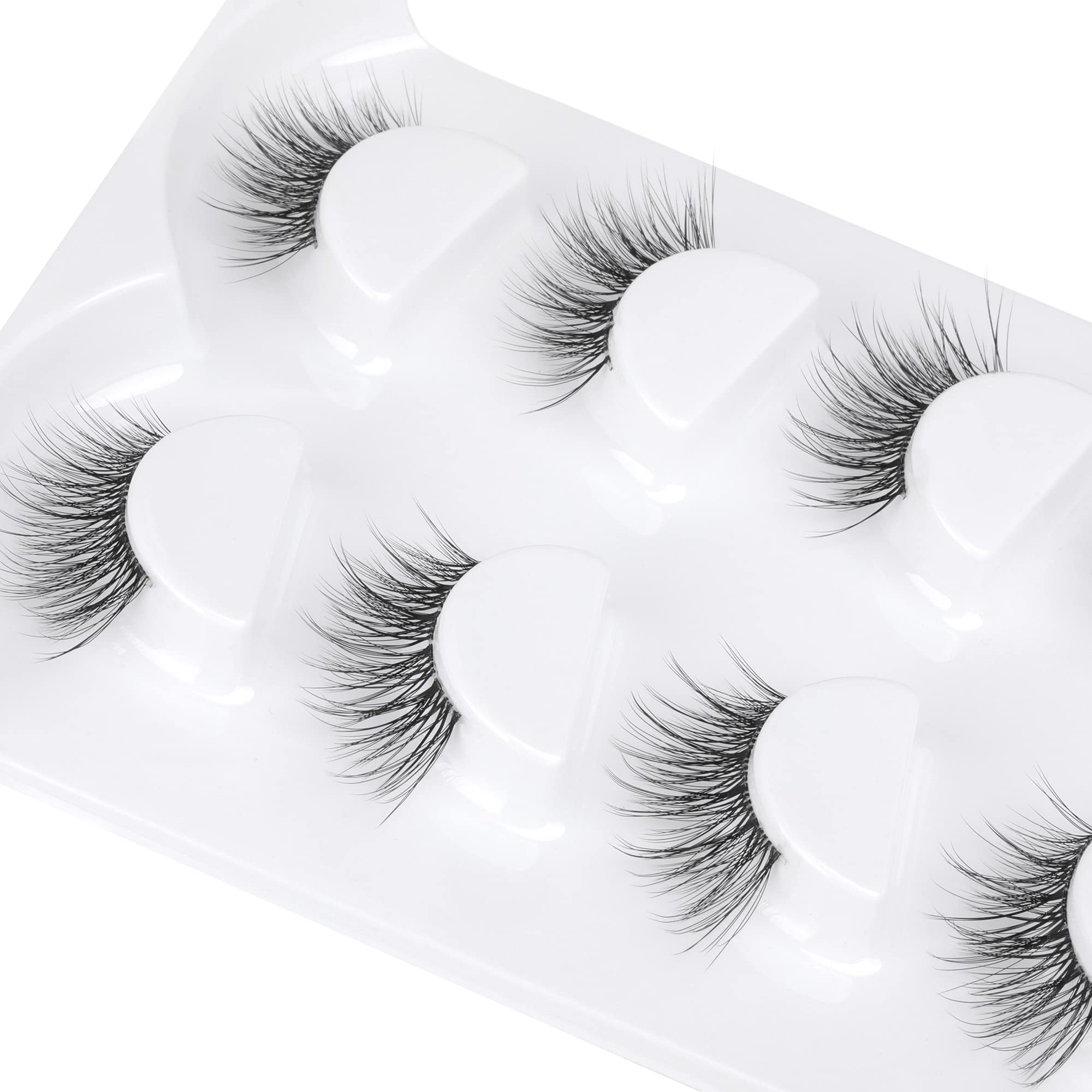 Half Lashes Fluffy Wispy Accent False Eyelashes ALPHONSE Natural Look Clear Band Fake Lash Strip Pack 5 Pairs