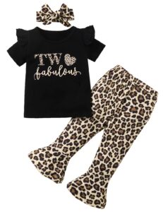 baby girl 2nd birthday outfit girl 2 year old birthday outfit toddler leopard clothes (leopard,2t)