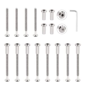 mardatt 24 pcs m6x55mm silver nickel plated hex drive socket cap bolts assortment kit with hex key countersunk screw barrel nuts binding screws for crib belt buckle cabinet furniture scrapbook