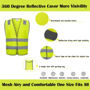 Lavori-AK Yellow Safety Vests 5 Pack- ANSI Class 2,Yellow Reflective High Visibility Construction Work Vests for Men,Woman,Hi Vis Mesh and Neon Silver Strip