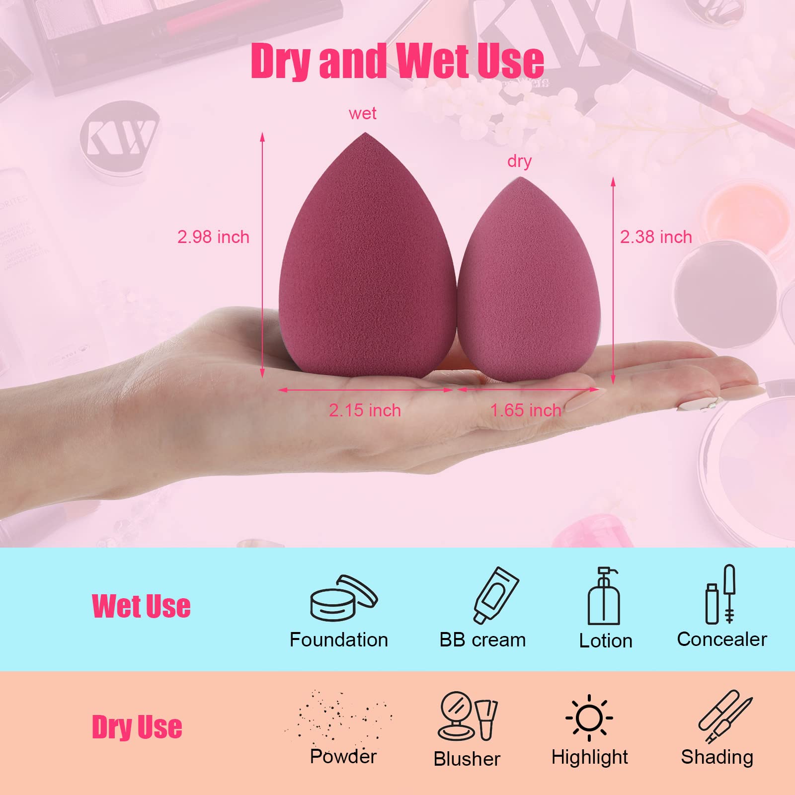 4 Pcs Makeup Sponge Set, Foundation Multi-colored Beauty Blender Sponge Storage Case, Makeup Sponge with Holder, Flawless for Cream, Liquid Foundation & Powder Application, Super Soft Latex Free