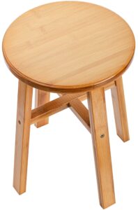 yesland little wood stool - 9.5 inch round bamboo shower seat stool milking stool - anti slip small short stool for adults, shoe changing, home, bathroom, bedside (natural)