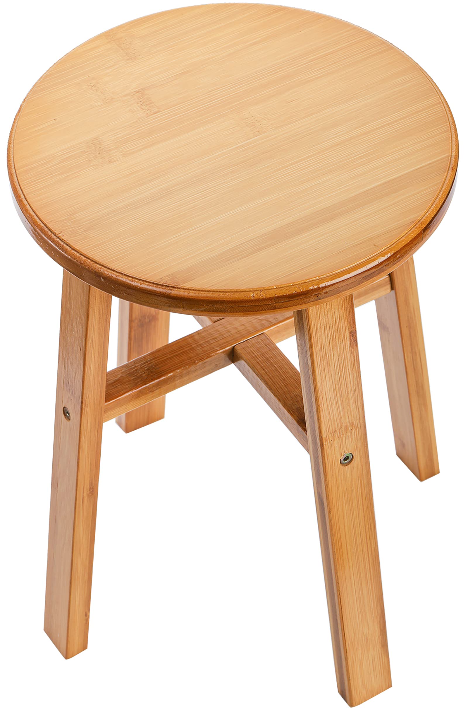 Yesland Little Wood Stool - 9.5 Inch Round Bamboo Shower Seat Stool Milking Stool - Anti Slip Small Short Stool for Adults, Shoe Changing, Home, Bathroom, Bedside (Natural)