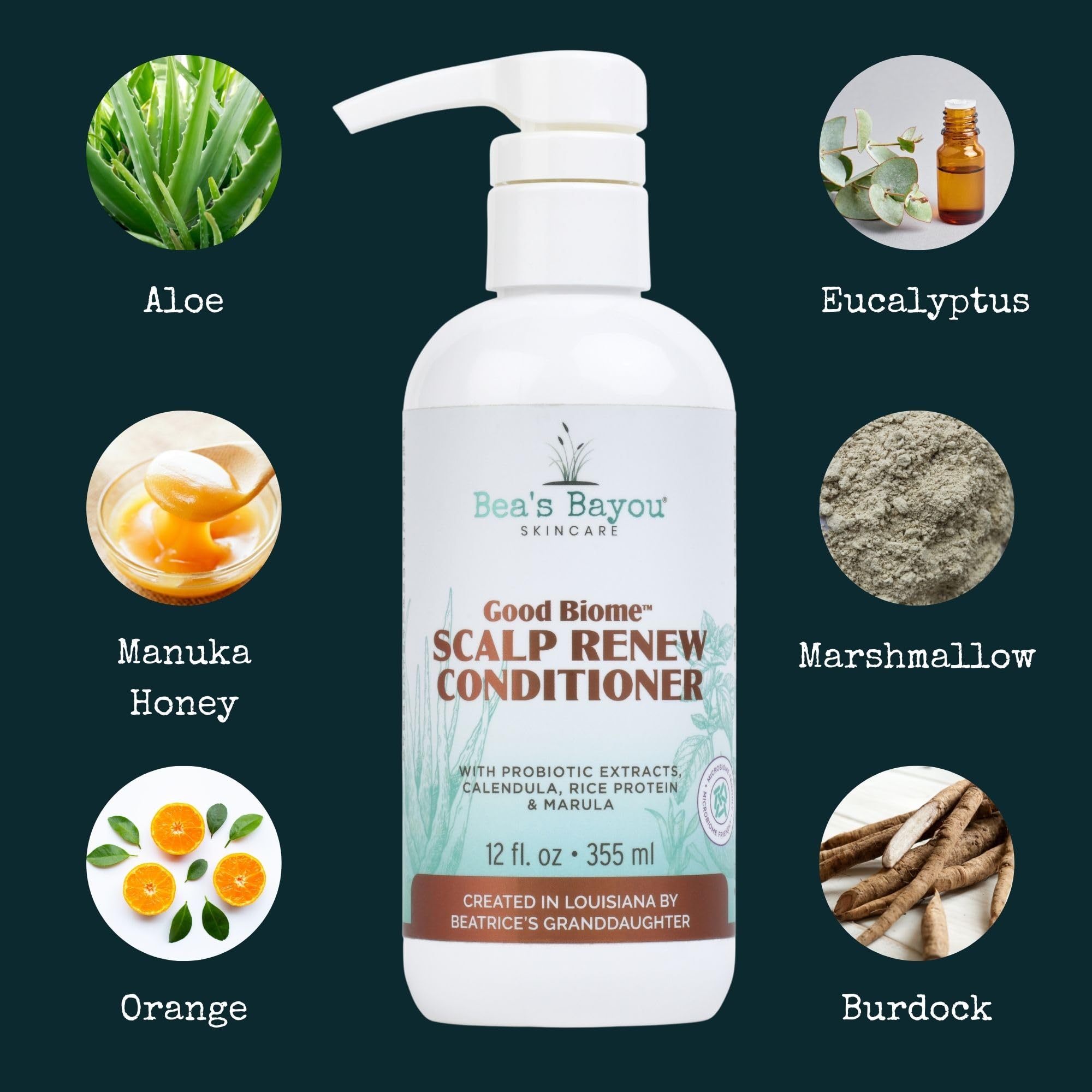 Bea's Bayou Dry Scalp Shampoo for Itchy Scalp Treatment - Anti Dandruff Shampoo - Flakes Shampoo, Probiotic Extracts Microbiome - Dandruff Treatment | Seborrheic Dermatitis Scalp Treatment - 12 Fl Oz