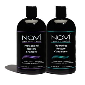 navi professional hair growth shampoo and conditioner set, dht blocker for thinning hair and hair loss, sulfate free and safe for color treated hair, hair regrowth for men and women, 2 x 16 oz