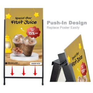 ZEGNEER Sidewalk Sign Board Curb Sign 24x36 inch Slide in Double Sided Display Foldable and Portable Comes with Carry