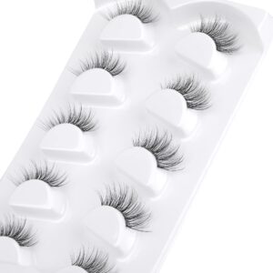 Half Lashes Fluffy Wispy Accent False Eyelashes ALPHONSE Natural Look Clear Band Fake Lash Strip Pack 5 Pairs