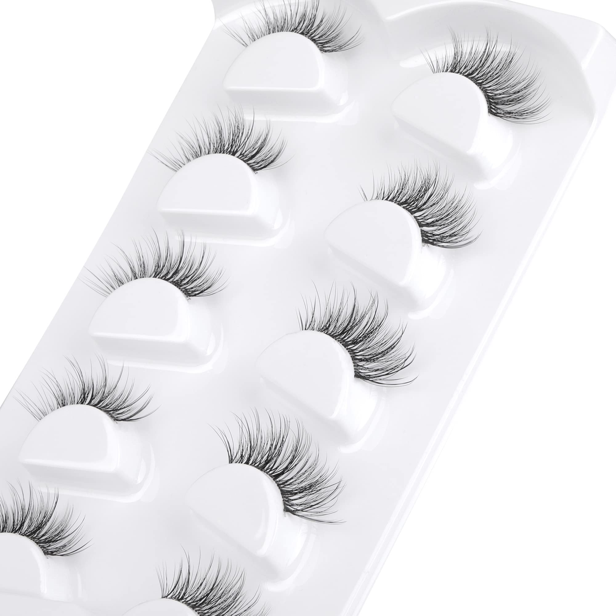 Half Lashes Fluffy Wispy Accent False Eyelashes ALPHONSE Natural Look Clear Band Fake Lash Strip Pack 5 Pairs