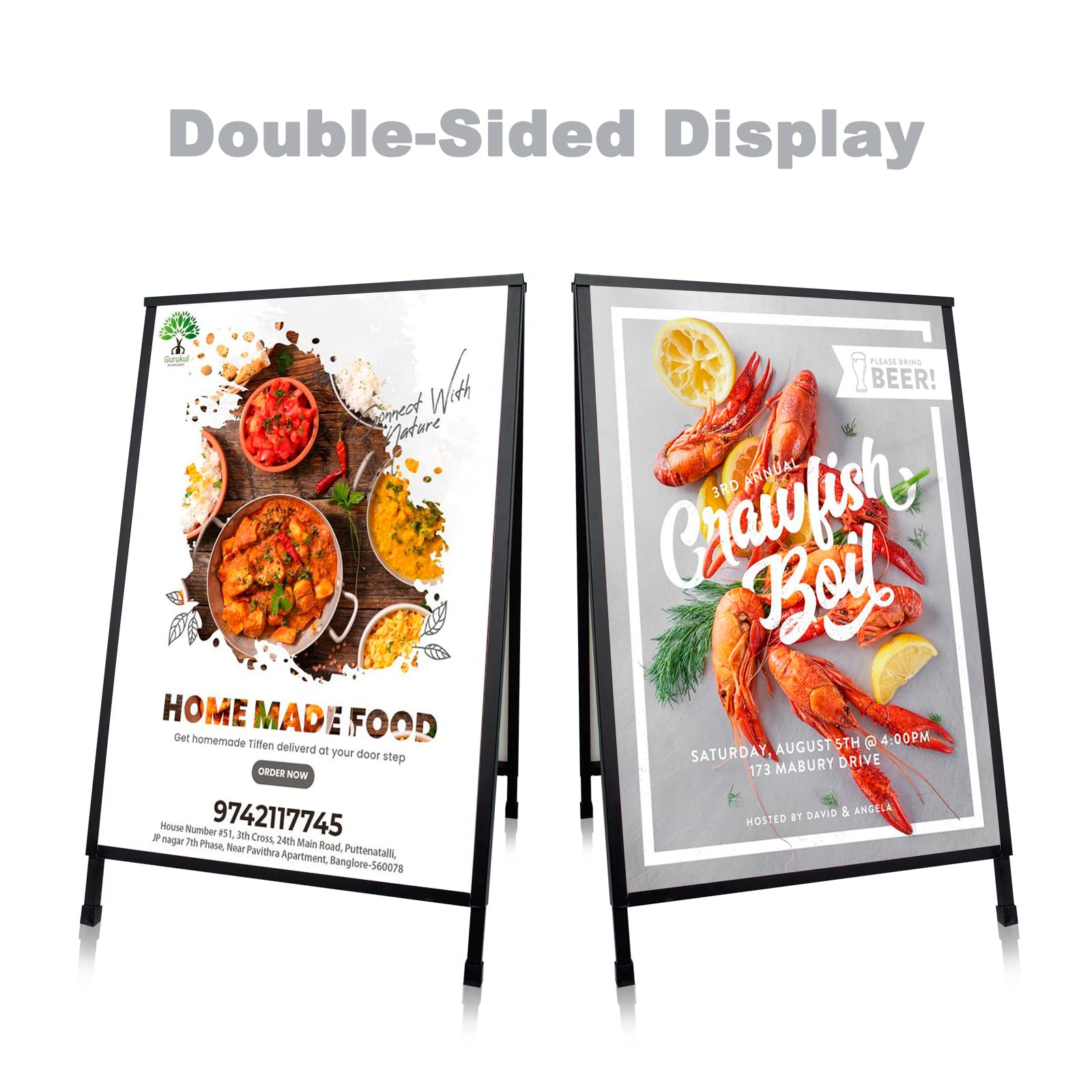 ZEGNEER Sidewalk Sign Board Curb Sign 24x36 inch Slide in Double Sided Display Foldable and Portable Comes with Carry