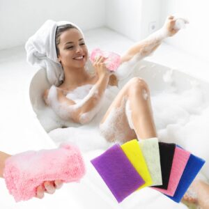 6 Pieces African Bath Sponge African Net Long Net Bath Sponge Exfoliating Shower Body Scrubber Back Scrubber Skin Smoother,Great for Daily Use (Black,Off-White,Blue,Pink,Yellow,Purple)