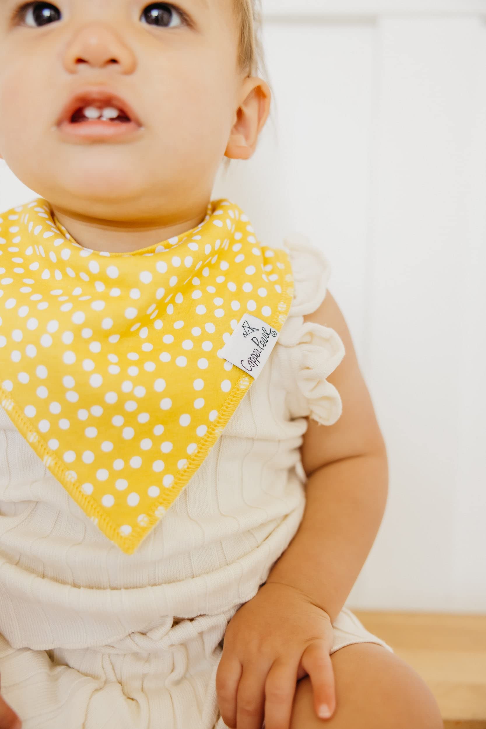 Copper Pearl Baby Bandana Bibs - 4 Pack Soft Cotton Baby Bibs for Drooling and Teething, Absorbent Drool Bibs for Baby Girl and Boy, Adjustable to Fit Newborns to Toddlers, Tons of Styles (Lemon)