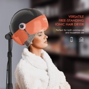 TASALON Ionic Hooded Dryer, 1875 Watts Sit Under Hair Dryer Bonnet with 3 Temperature Settings, Hooded Hair Dryer for Home Spa and Salon, Orange