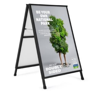 zegneer sidewalk sign board curb sign 24x36 inch slide in double sided display foldable and portable comes with carry