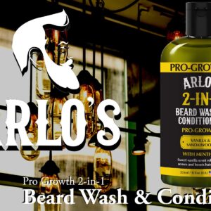 Arlo's Pro-Growth 2-in-1 Beard Wash and Conditioner - Vanilla Sandalwood with Menthol 12 oz