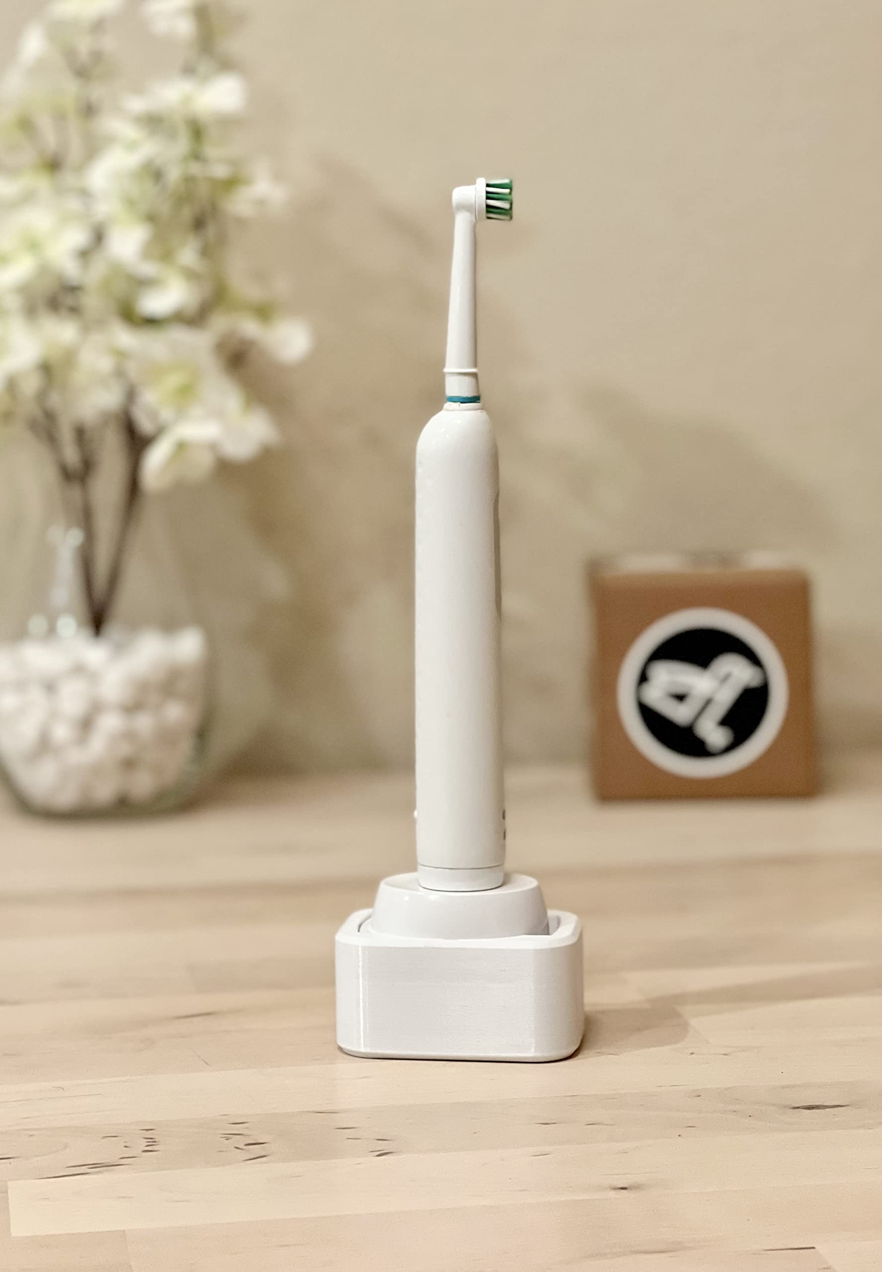 Burd - Electric Oral-B Tooth Brush Wall/Outlet Holder/Mount/Cord Organizer (Charger not Included), White