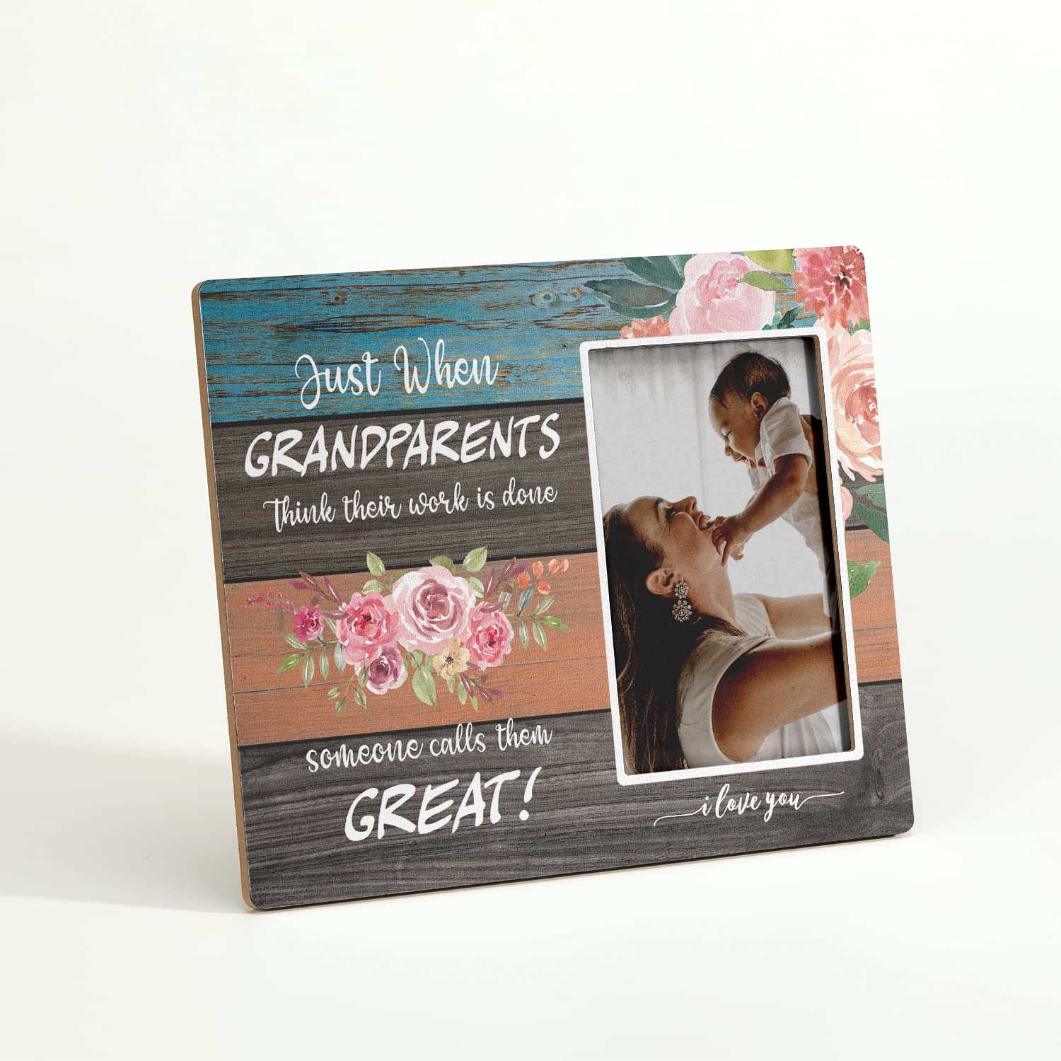 KU-DaYi Baby Announcement Picture Frame for Great Grandparents, Great Grandparent Gifts, First Time New Great Grandparents Gifts (Work is Done) 4x6 In Photo - F019