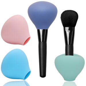 makeup brush covers, silicone brush organizer case for makeup storage and protect makeup bag, 4 pack reusable brush holders for travel, dustproof brush protector for makeup lovers and wife