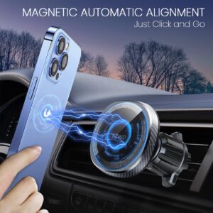 1Zero Compatible for MagSafe Car Mount [16 Super Strong Magnets] Magnetic Phone Holder for Car Dashboard Vent Hands-Free iPhone Car Mount Holder for iPhone 14 13 12 Pro Plus Max Mini MagSafe Case