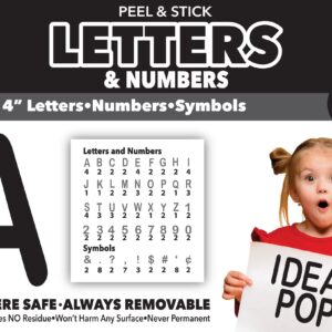 The Peel People Peel and Stick Letters and Numbers - Acid-Free, Non-Toxic, Use Indoors or Outdoors, Made in The USA, 115 4-Inch Stickers Included, Solid Black