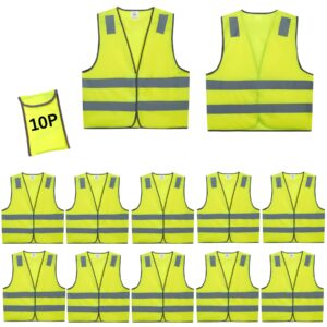 lavori-ak yellow safety vests 5 pack- ansi class 2,yellow reflective high visibility construction work vests for men,woman,hi vis mesh and neon silver strip