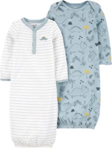 carter's baby boys 2-pk. bear sleeper gowns (darling dinos, newborn)