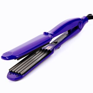 mbhair ceramic crimper iron for volumizing fluffy hairstyle, corrugation crimper hair iron, anti static ceramic hair crimping iron adjust temperature (purple)