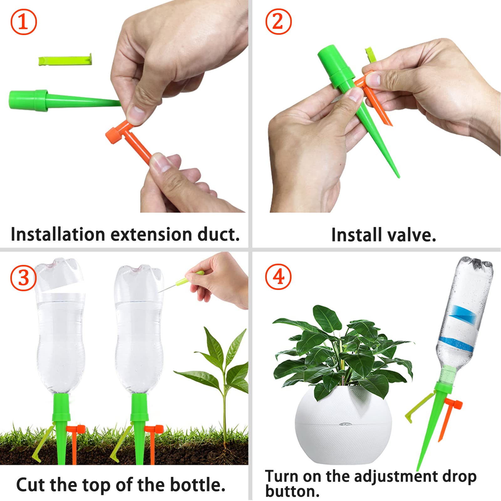 【2022 New】Plant Self Watering Spikes Devices, Upgraded Version Slow Release Control Valve Switch Automatic Irrigation Watering Drip System, Preventing Stop Water Cutoff with Anti-Tilt Bracket-12Pack