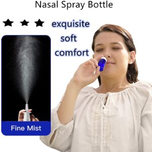 MDJINRUIXI Nasal Spray Bottle, 10 Pcs 30ML/1oz Plastic Blue Refillable Fine Mist Sprayers Atomizers, Small Empty Nasal Sprayer with Funnels and Labels