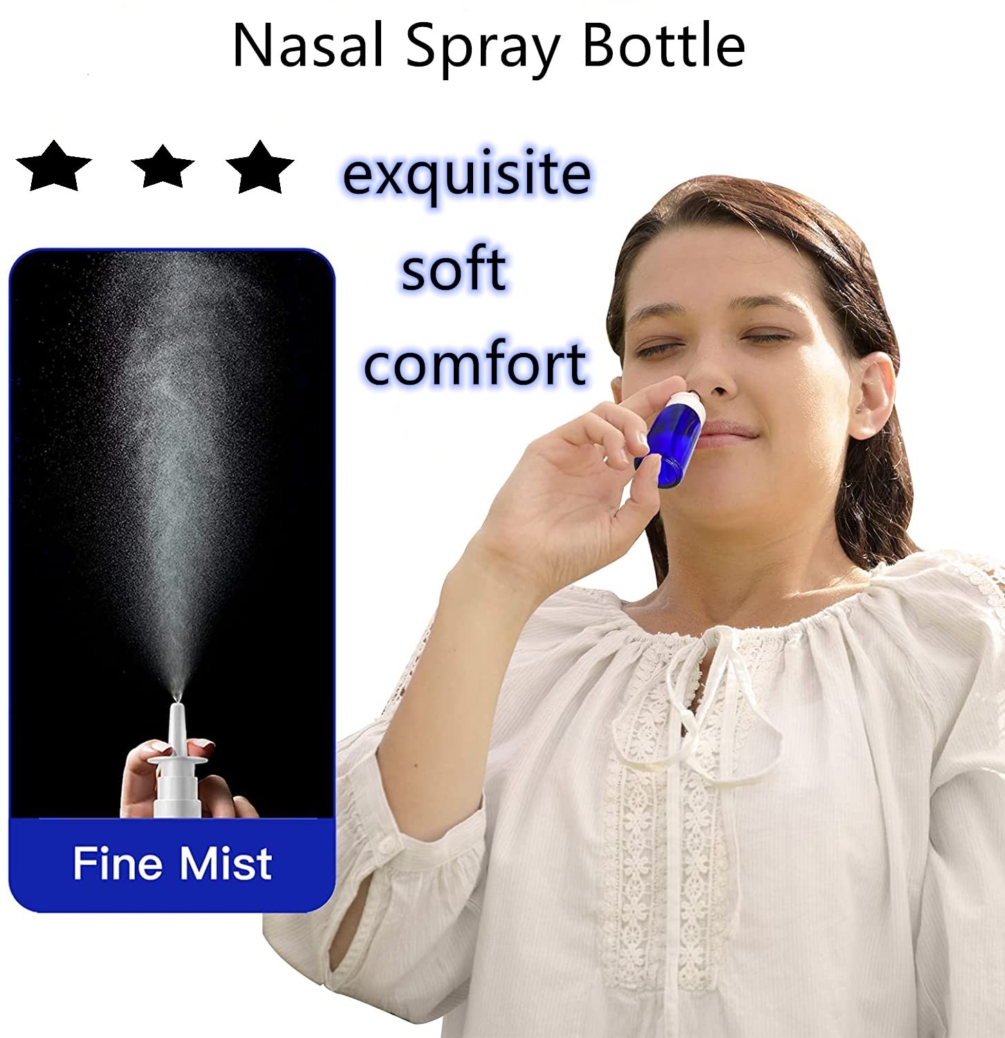 MDJINRUIXI Nasal Spray Bottle, 10 Pcs 30ML/1oz Plastic Blue Refillable Fine Mist Sprayers Atomizers, Small Empty Nasal Sprayer with Funnels and Labels