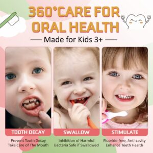 Foam Toothpaste Kids, Fluoride Free, Natural Formula Fruit Flavor Toothpaste, Toddler Toothpaste with Fruit Flavor for U Shaped Toothbrush Electric Toothbrush for Children Ages 3 Plus (Strawberry)