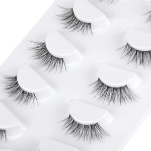 Half Lashes Fluffy Wispy Accent False Eyelashes ALPHONSE Natural Look Clear Band Fake Lash Strip Pack 5 Pairs