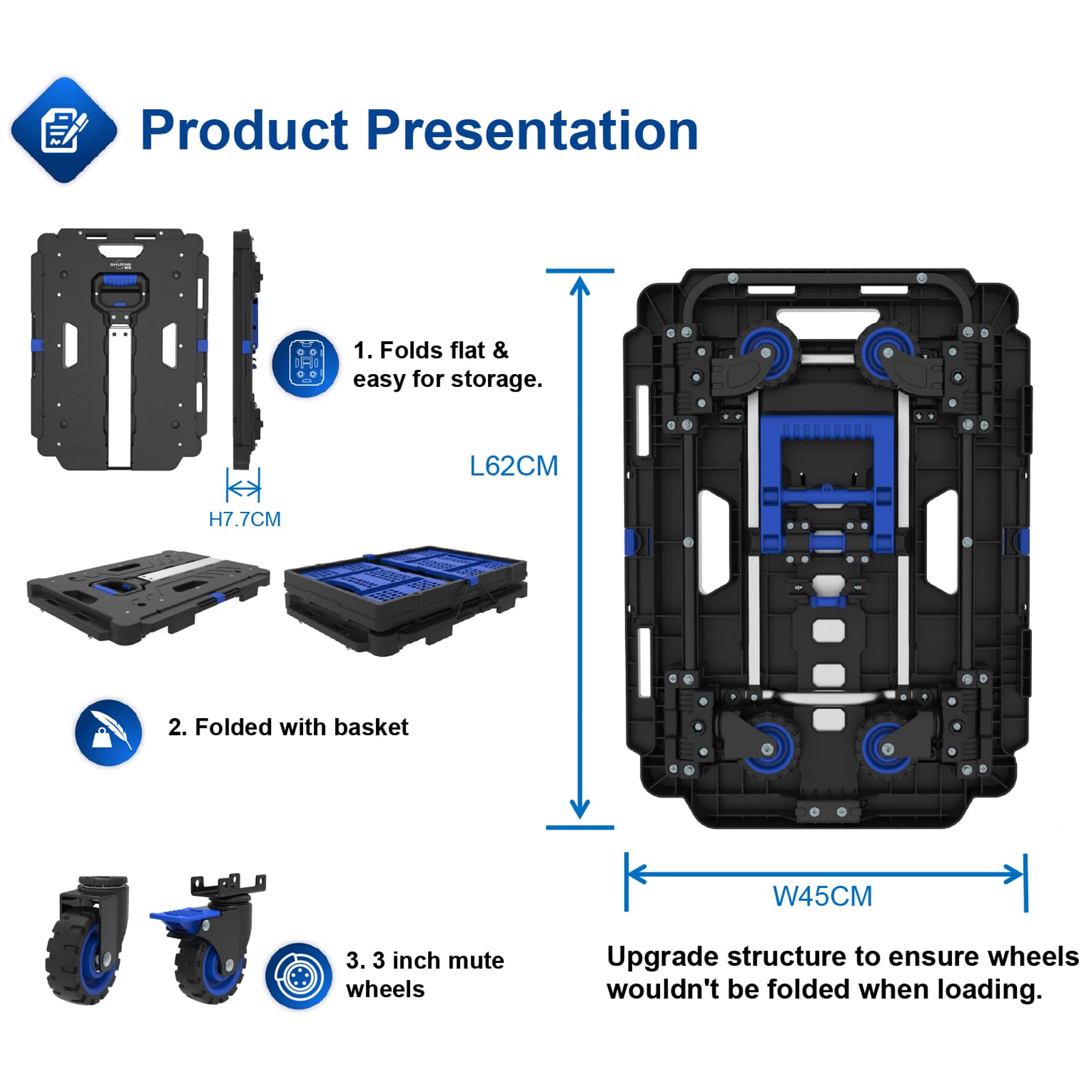 300lb Foldable Platform Hand Truck Push Cart