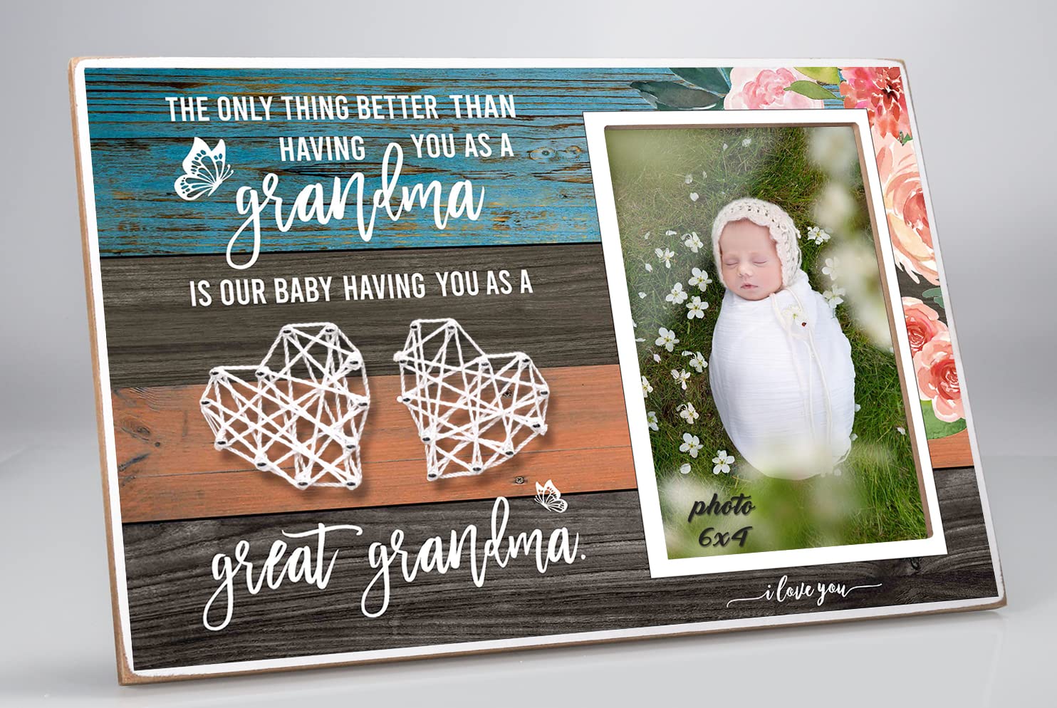 KU-DaYi Baby Announcement Picture Frame for Great Grandma - Ultrasound Picture Photo Frame Baby Announcement Gift for Great Grandma 4x6 In Photo - F020