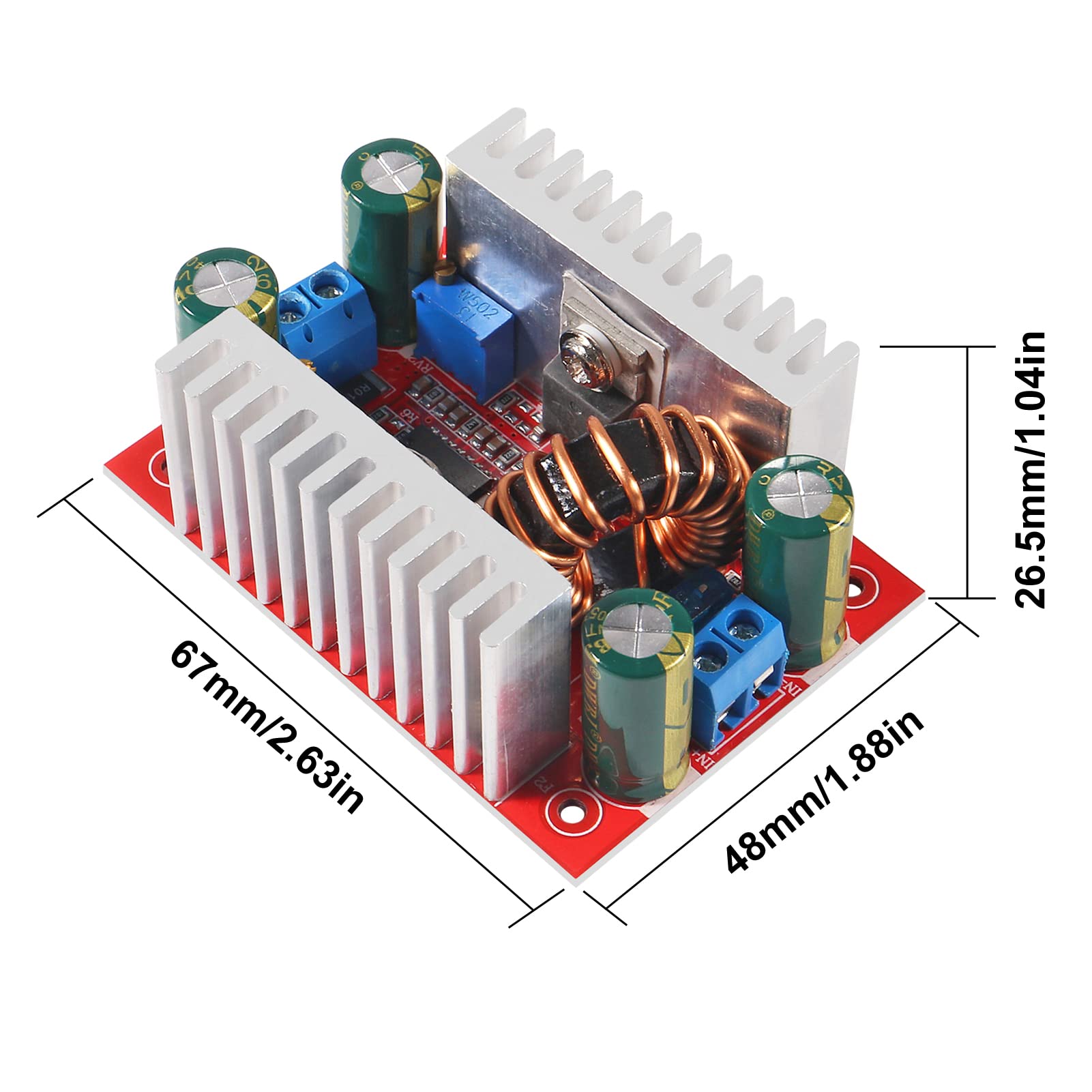 2Pcs 400W 15A DC-DC Boost Converter Step Up Module, DC 8.5V-50V to DC10V-60V Constant Current Power Supply Module Voltage Regulator Constant Power Heat Sink Adjustable Module for Electric Product