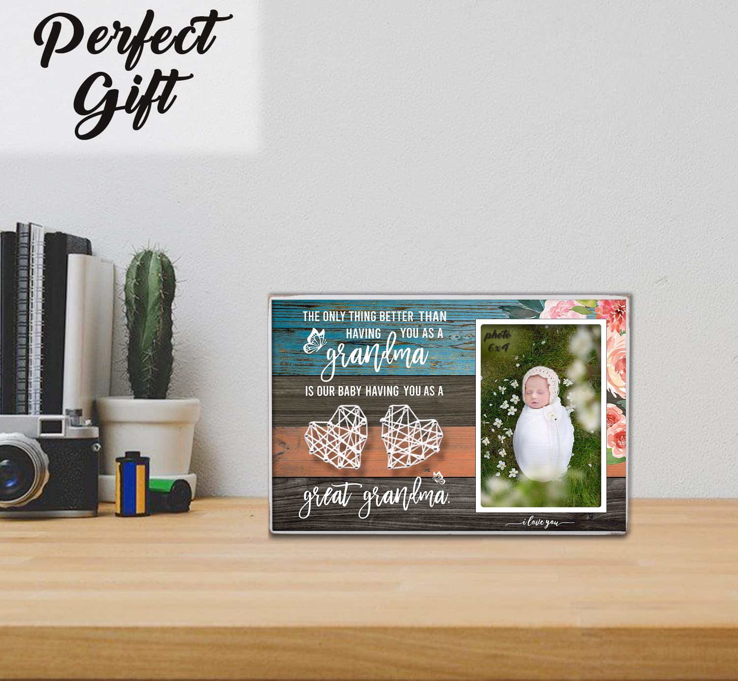 KU-DaYi Baby Announcement Picture Frame for Great Grandma - Ultrasound Picture Photo Frame Baby Announcement Gift for Great Grandma 4x6 In Photo - F020