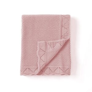 organic cotton baby blanket knitted toddler blanket soft nursery swaddling blankets (pink, 30x40)