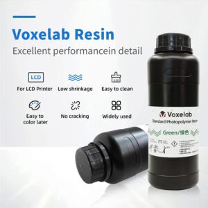 Voxelab 3D Printer Resin, LCD UV-Curing Resin, Tough & Rigid 3D Resin with 405nm Standard Photopolymer for LCD 3D Printing(1KG,Green)