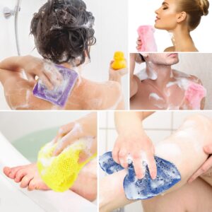 6 Pieces African Bath Sponge African Net Long Net Bath Sponge Exfoliating Shower Body Scrubber Back Scrubber Skin Smoother,Great for Daily Use (Black,Off-White,Blue,Pink,Yellow,Purple)