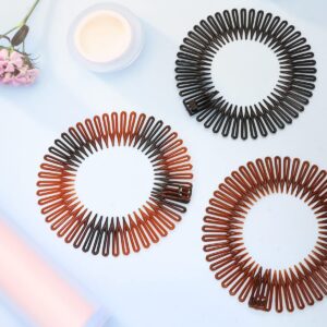 PENTA ANGEL Stretch Hair Combs 6Pcs Flexible Plastic Full Circular Circle Comb Headband Hair Wrap Holder Hairband for Women (Classic Style)