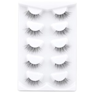 Half Lashes Fluffy Wispy Accent False Eyelashes ALPHONSE Natural Look Clear Band Fake Lash Strip Pack 5 Pairs