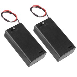 aoicrie aa battery holder with switch and cover, 2 x 1.5v aa battery holder case with on/off switch and wire leads